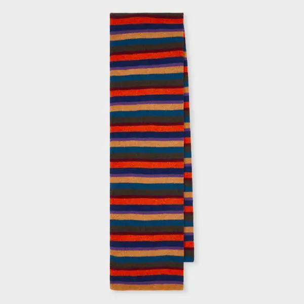 Paul Smith Burgundy 'seasonal Stripe' Lambswool Scarf - Red