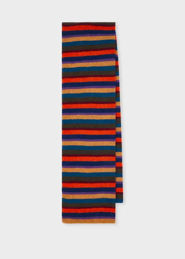 Paul Smith Burgundy 'seasonal Stripe' Lambswool Scarf - Red