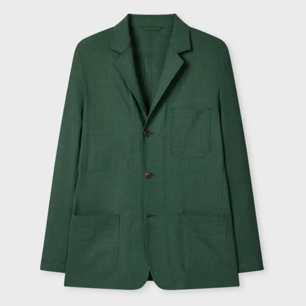 Paul Smith Dark Overdyed Marl Wool Three-button Blazer - Green