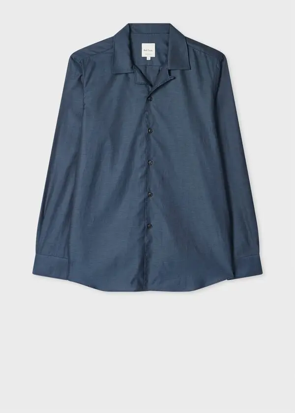 Paul Smith Navy Brushed Cotton-twill Shirt