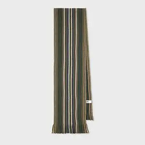 Paul Smith Khaki Multistripe Merino Wool Scarf - Brown