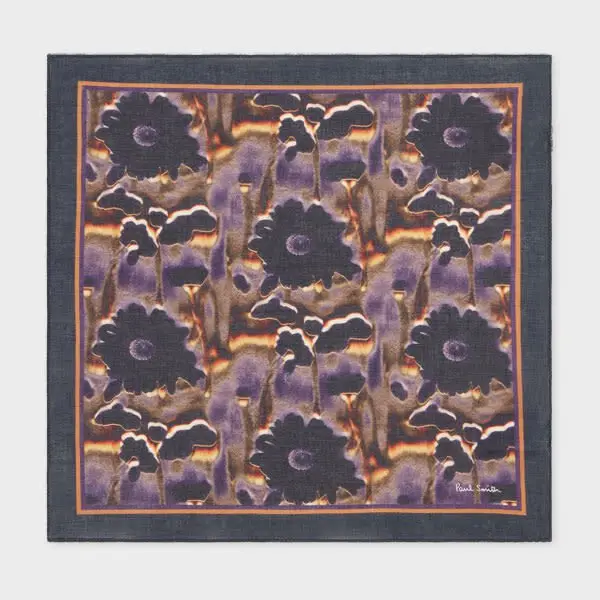 Paul Smith Seasonal Floral Print Pocket Square - Purple