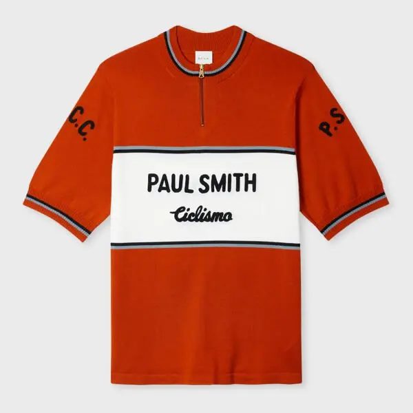 Paul Smith Burnt Merino Wool Knitted Cycle Jersey - Orange