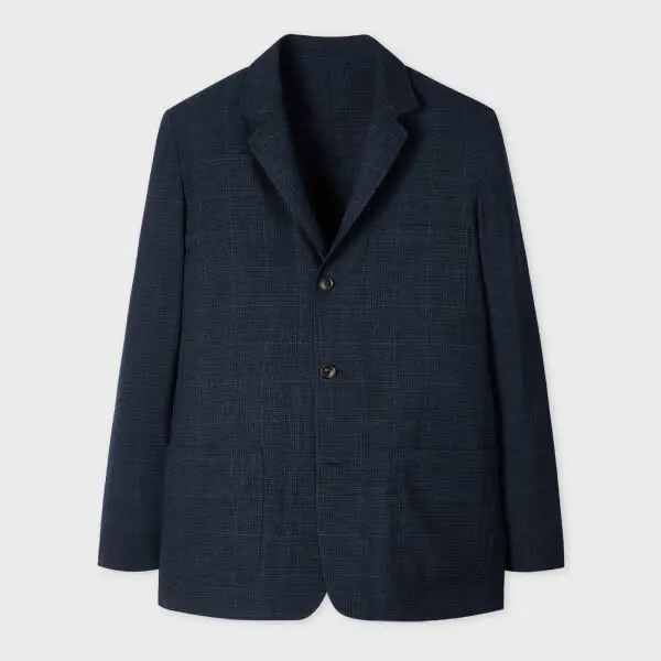 Paul Smith Navy Check Stretch-wool Patch-pocket Blazer