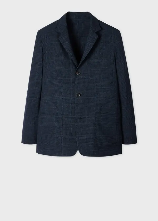 Paul Smith Navy Check Stretch-wool Patch-pocket Blazer