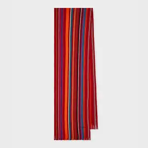 Paul Smith Merino Wool Stripe Scarf - Red