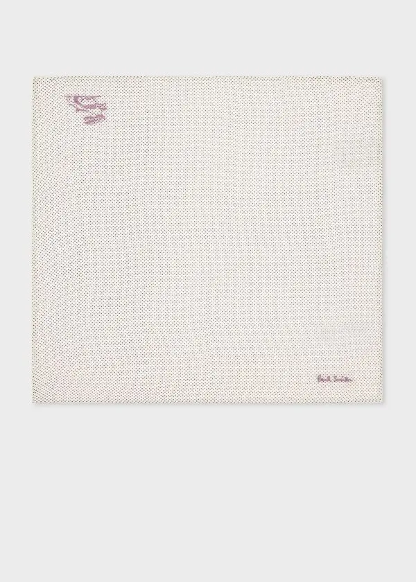 Paul Smith Silk-blend Cream Pocket Square - White