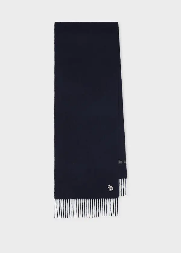 Paul Smith Navy Lambswool Zebra Scarf - Blue