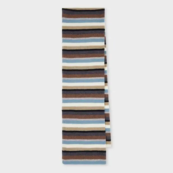 Paul Smith Seasonal Stripe' Lambswool Scarf - Black