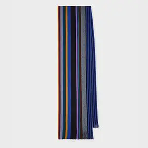 Paul Smith Multicolour Merino Wool Twisted Stripe Scarf - Black
