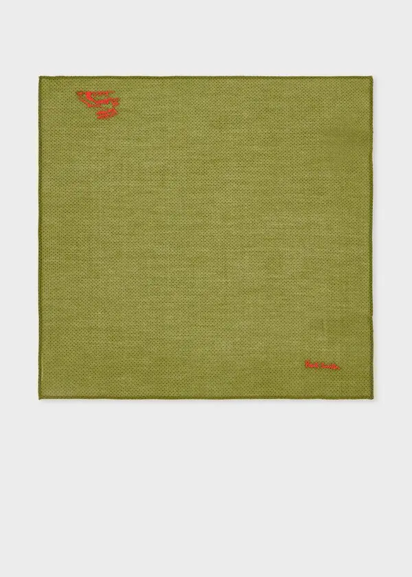 Paul Smith Silk-blend Khaki Pocket Square - Green