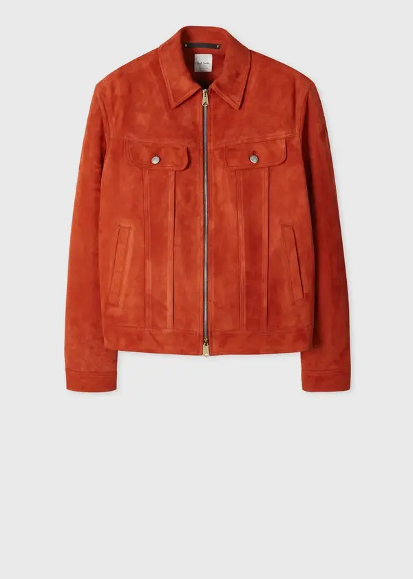 Paul Smith Suede Trucker Jacket - Orange