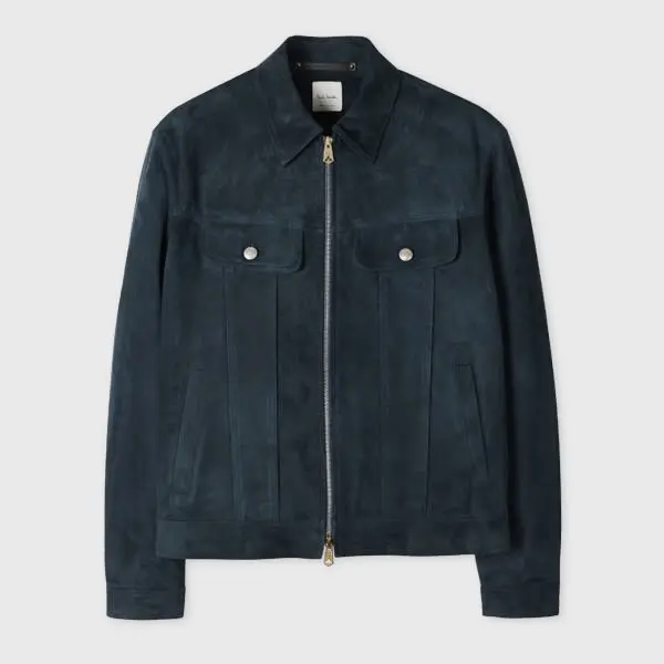 Paul Smith Suede Trucker Jacket - Blue