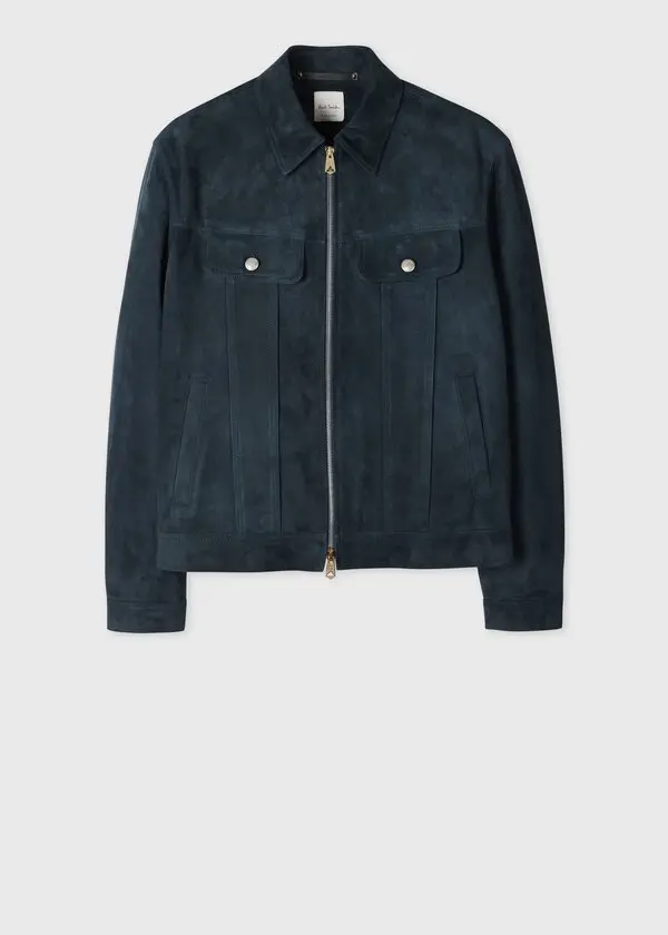 Paul Smith Suede Trucker Jacket - Blue