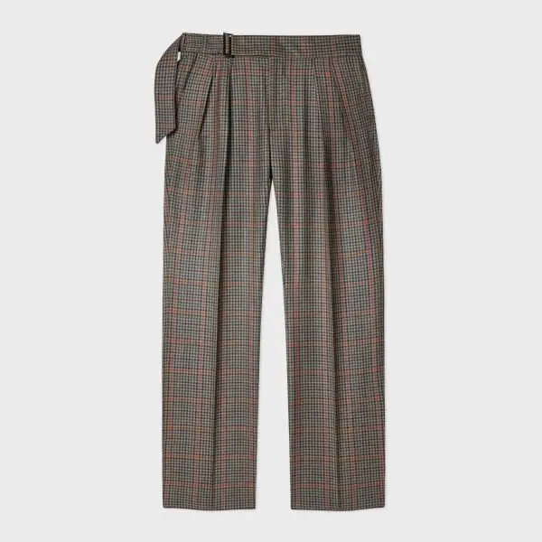 Paul Smith Check Wool Belted Trousers