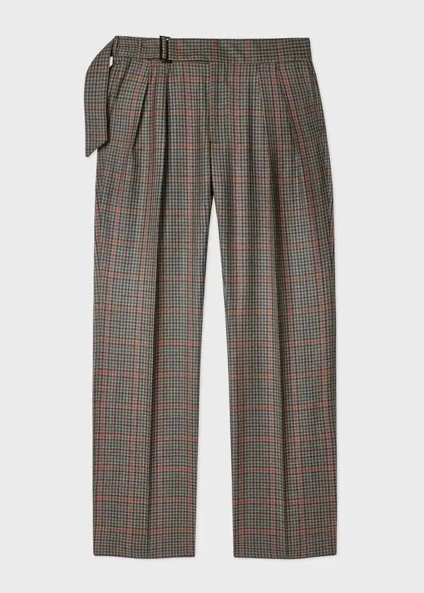 Paul Smith Check Wool Belted Trousers