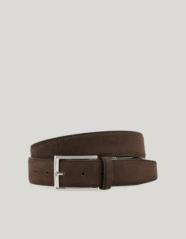 Canali Adjustable Suede Belt - Brown