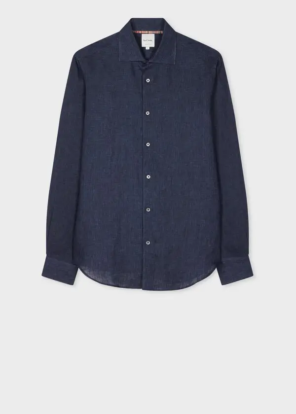 Paul Smith Slim-fit Navy Linen Shirt - Blue