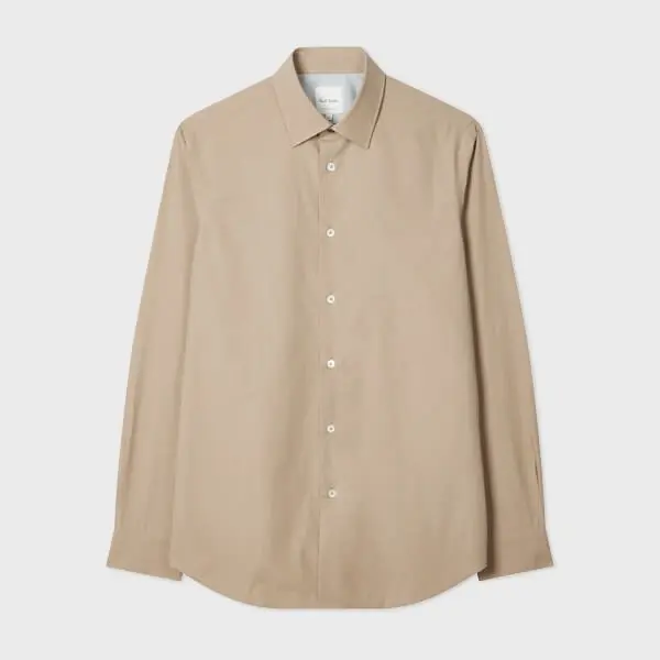 Paul Smith Tailored-fit Beige Cotton Poplin Shirt - Grey