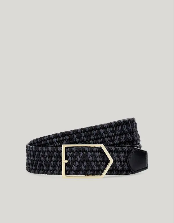 Canali Braided Leather Belt With Buckle - Blue