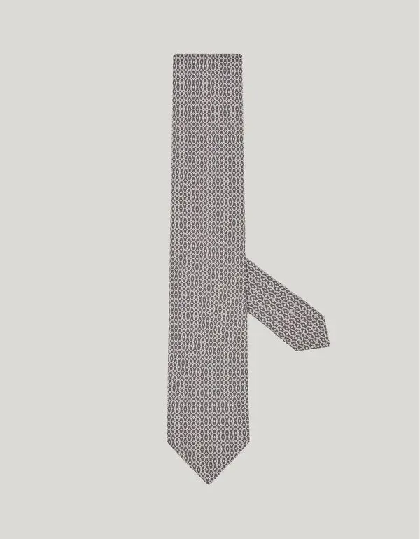 Canali Patterned Silk Tie - Grey