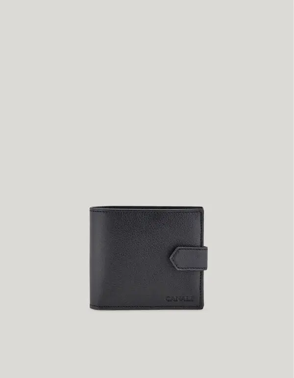 Canali Wallet In Hammered Calfskin - Black