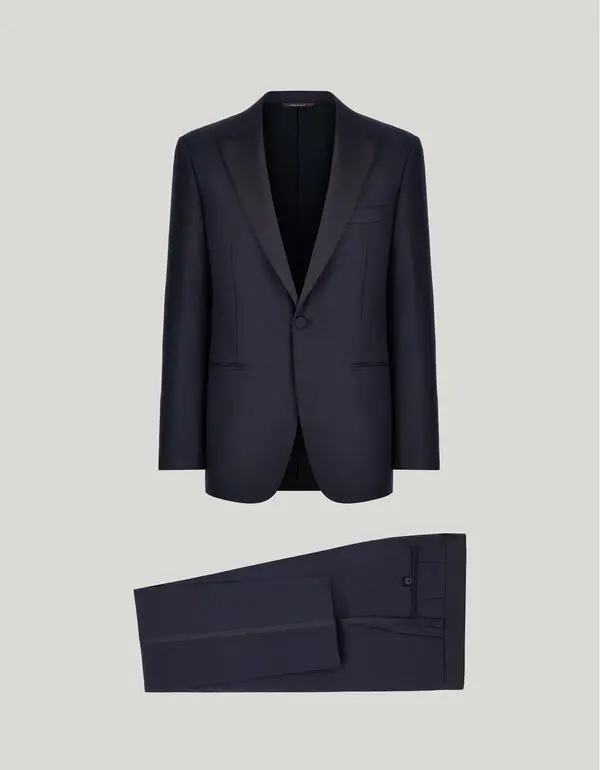 Canali Exclusive Tuxedo In Pure 150's Wool With Single-breasted Jacket - Blue