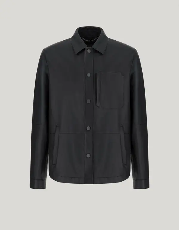 Canali Nappa Leather Overshirt