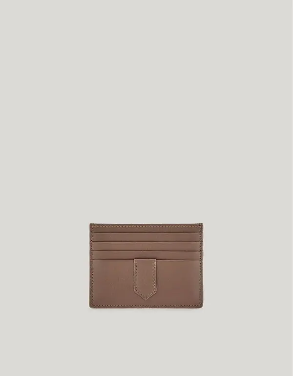 Canali Walnut Cardholder In Hammered Calfskin - Brown