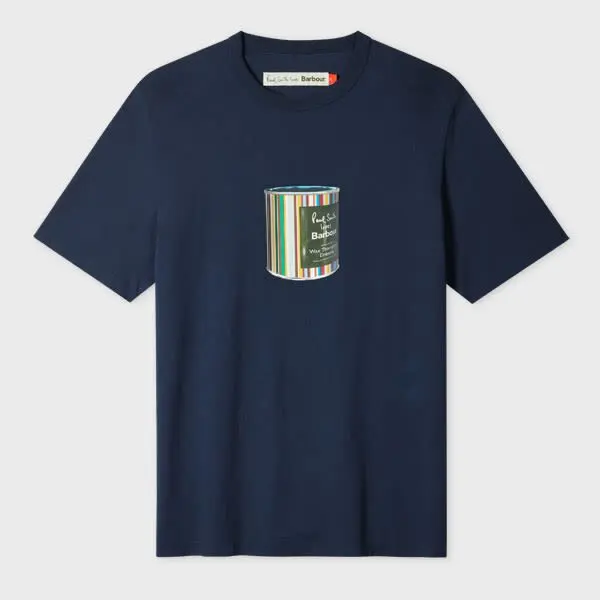 PAUL SMITH LOVES BARBOUR Wax Tin Print T-shirt - Blue
