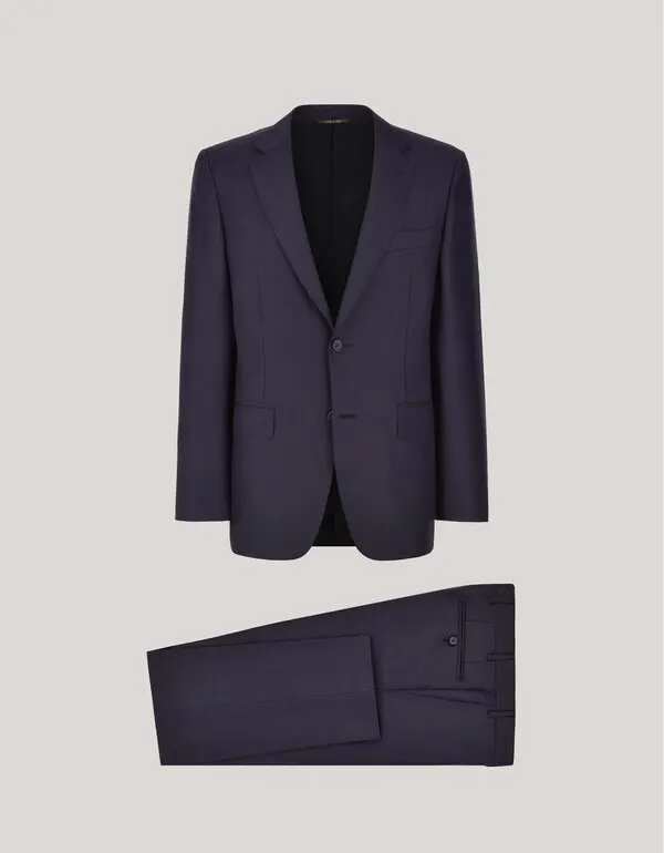 Canali Navy Pure Wool Suit With Single-breasted Two-button Jacket