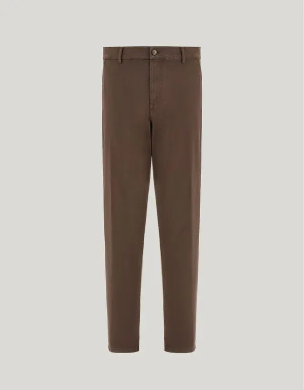 Canali Dark Tapered Fit Comfort Cotton Twill Chinos