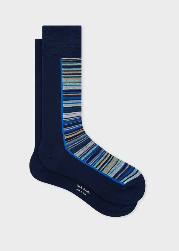 Paul Smith Signature Stripe Panel Socks - Blue