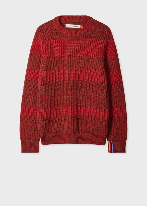 PAUL SMITH LOVES BARBOUR Rosette Saddle Crew Neck Sweater - Red