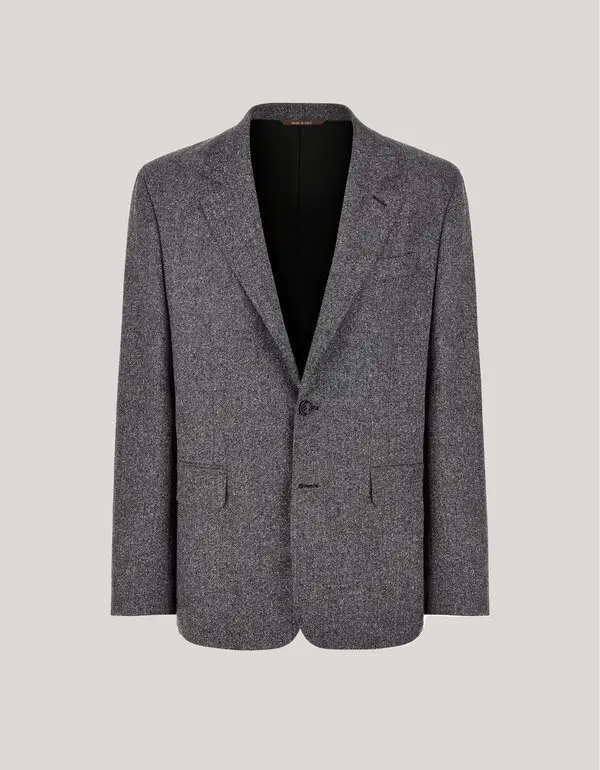 Canali Gray And White Wool Blend Two-button Single-breasted Jacket - Grey