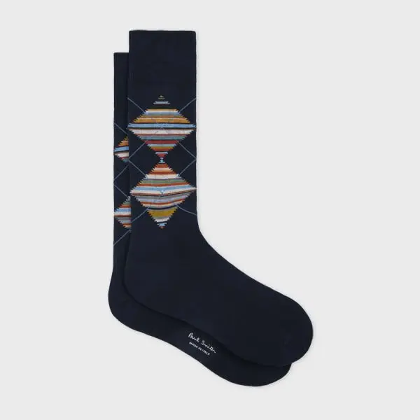 Paul Smith Signature Stripe Argyle Socks - Blue