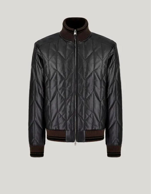Canali Lambskin Quilted Bomber Jacket