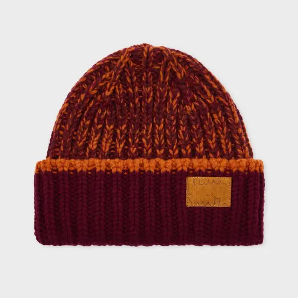 Paul Smith Lambswool Chunky Rib Beanie - Red