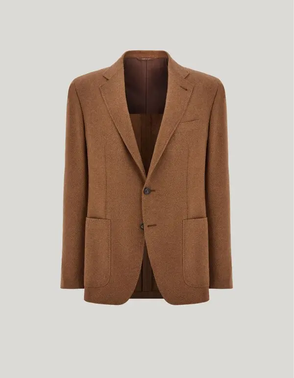 Canali Camel Silk And Cashmere Kei Jacket - Brown