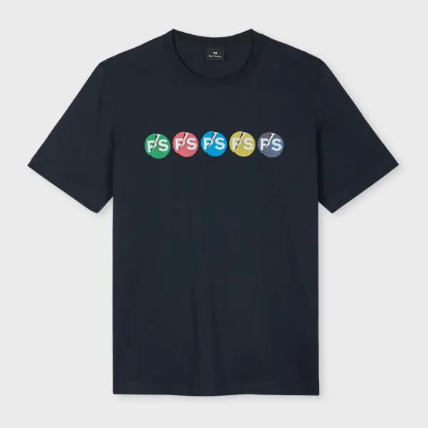 Paul Smith Dark Navy 'ps Broken Circle' Print T-shirt