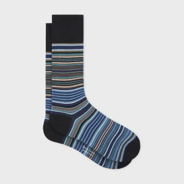 Paul Smith Cotton-blend Stripe Crew Socks - Black