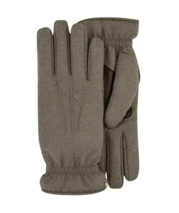 Canali Wool Gloves With Cashmere Lining And Leather Details - Beige