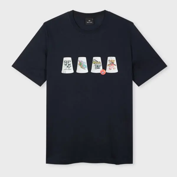 Paul Smith Dark Navy 'cups' Print T-shirt