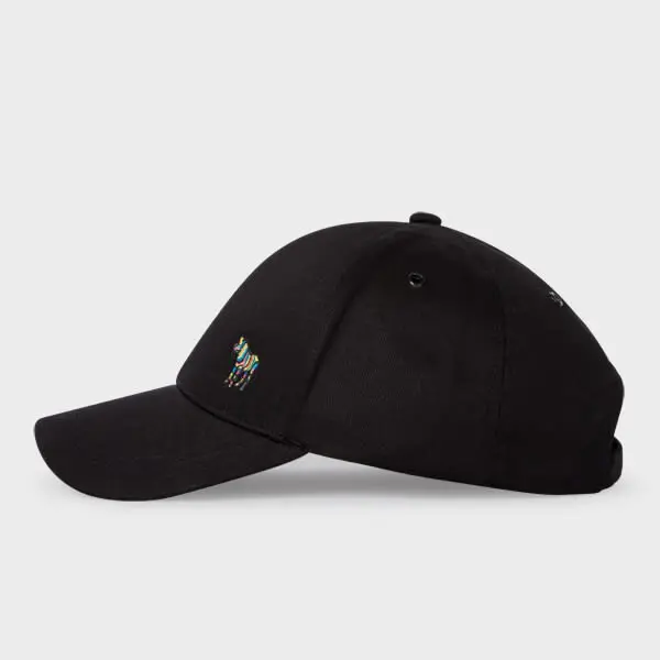 Paul Smith Cotton Baseball Cap With 'zebra' Logo - Black