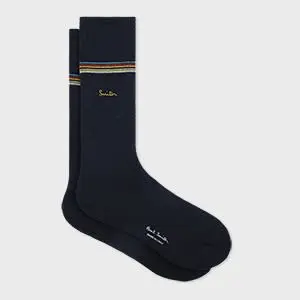 Paul Smith Cotton-blend Socks With Embroidered Logo - Blue