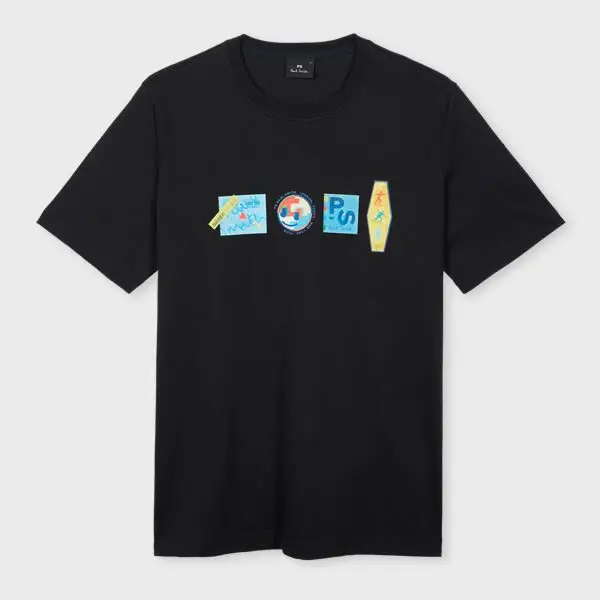 Paul Smith Stickers' Print T-shirt - Black
