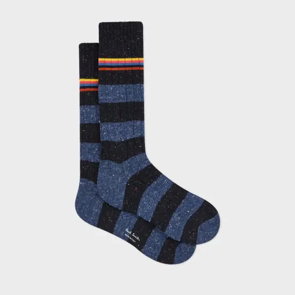 Paul Smith Cotton-silk Blend Signature Stripe Socks - Black