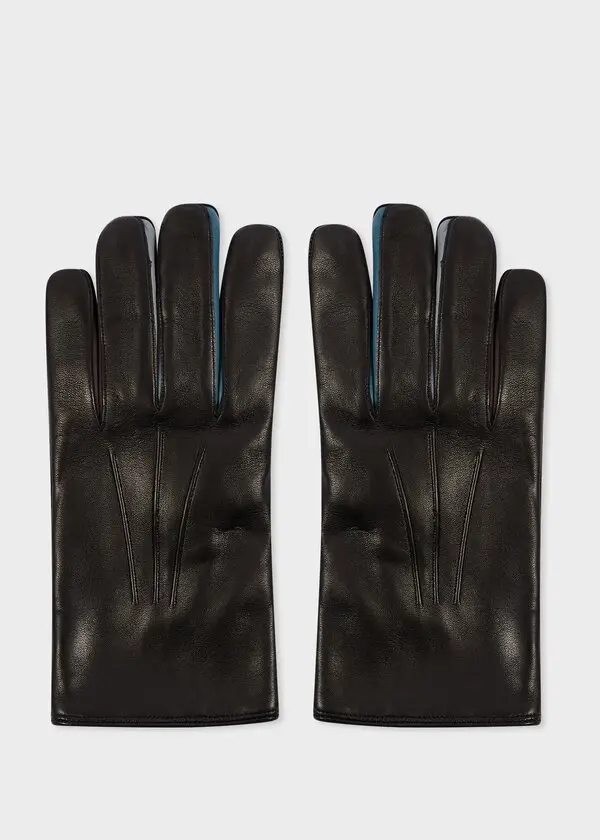 Paul Smith Leather 'concertina' Gloves - Black