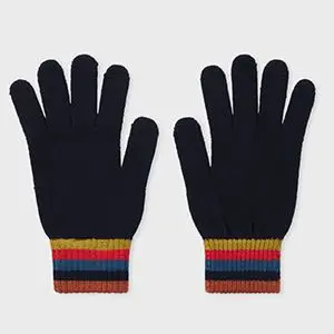 Paul Smith Striped Merino Wool Gloves - Blue