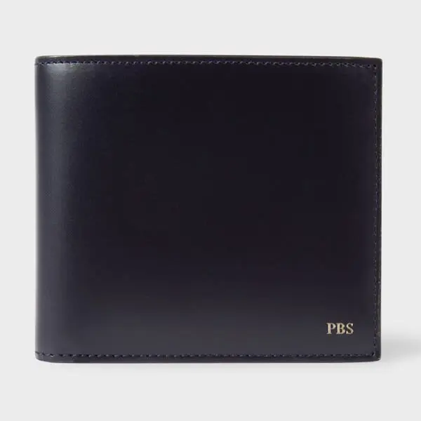Paul Smith Navy Leather Monogrammed Billfold Wallet - Blue
